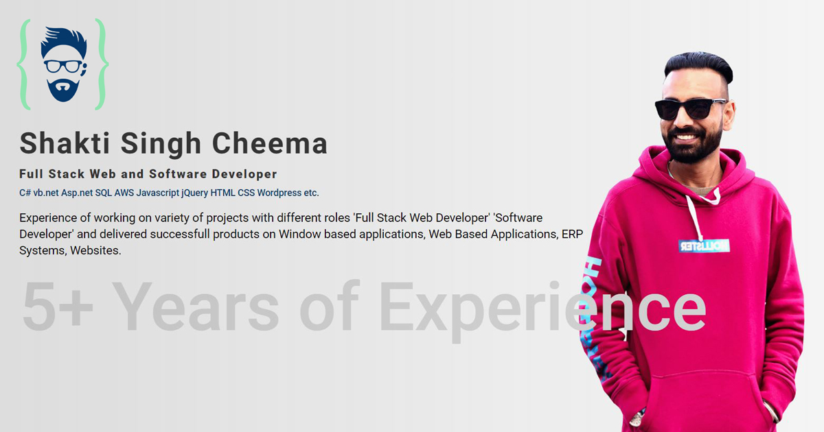 Home - Shakti Singh Cheema - Full Stack Web and Software Developer